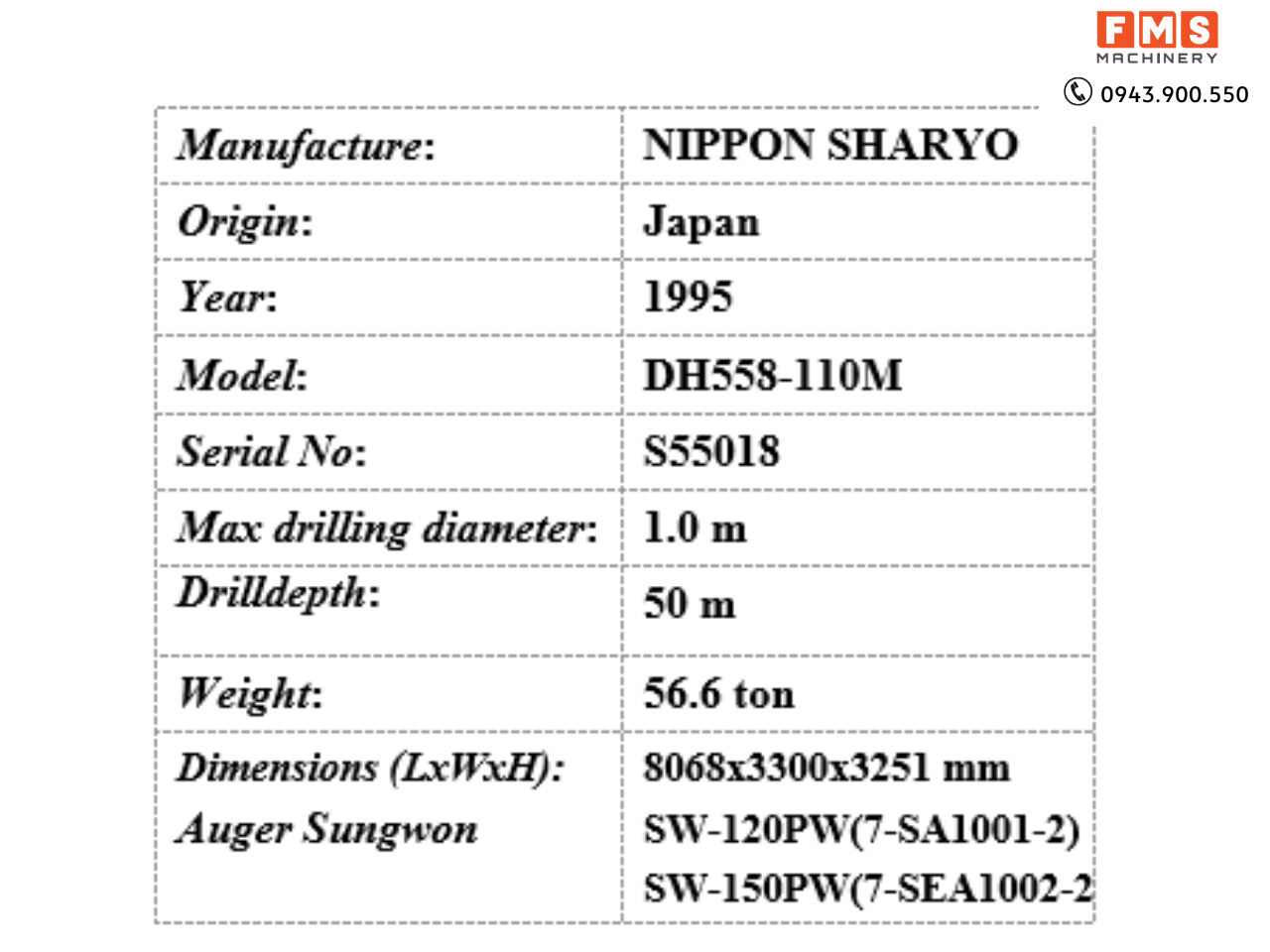 Cho thuê máy đóng cọc 55 tấn Nippon Sharyo DH558
